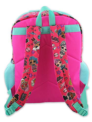 L.O.L. Surprise! Dolls Girls 16" Backpack 5 piece School Set (One Size, Blue/Pink)