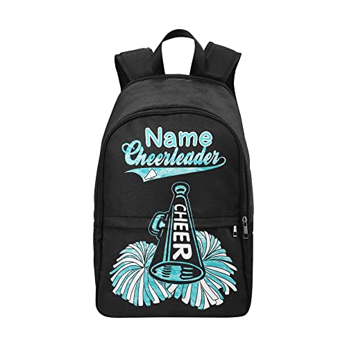 CUXWEOT Personalized Cheer Blue Art Cheerleader Backpack with Name Custom Travel Daypack Bag for Man Woman Gifts