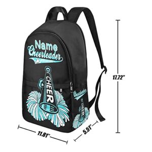 CUXWEOT Personalized Cheer Blue Art Cheerleader Backpack with Name Custom Travel Daypack Bag for Man Woman Gifts