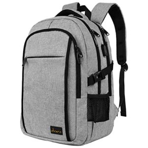 dvarn laptop backpack for men and women,waterproof travel laptop backpack with usb charging port,anti theft college school backpack (grey)