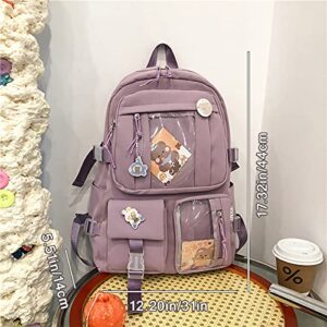 Kawaii Backpack for Girls Bag with Pendant Pins Accessories Cute Aesthetic Backpack Large Capacity Laptop Bag