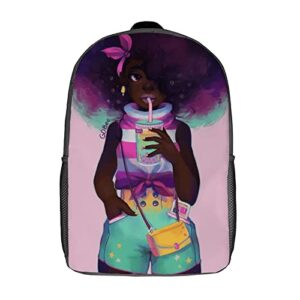 FDASLJ African American Girl 3D Print Backpacks Lightweight Rucksack - 17 inch