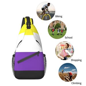 Hicyyu Non-Binary Pride Flag Outdoor Crossbody Shoulder Bag For Unisex Young Adult Hiking Sling Backpack