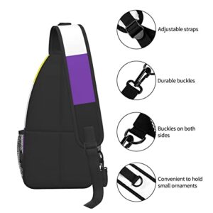 Hicyyu Non-Binary Pride Flag Outdoor Crossbody Shoulder Bag For Unisex Young Adult Hiking Sling Backpack