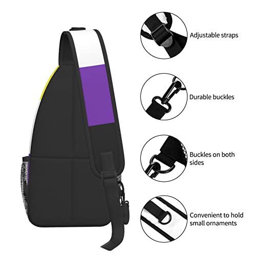 Hicyyu Non-Binary Pride Flag Outdoor Crossbody Shoulder Bag For Unisex Young Adult Hiking Sling Backpack