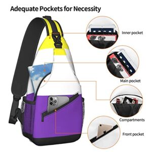 Hicyyu Non-Binary Pride Flag Outdoor Crossbody Shoulder Bag For Unisex Young Adult Hiking Sling Backpack