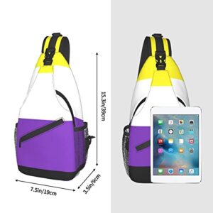 Hicyyu Non-Binary Pride Flag Outdoor Crossbody Shoulder Bag For Unisex Young Adult Hiking Sling Backpack