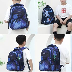 Diamond,Geometric Prints Kids School Backpack,Elementary BookBag Primary Students Daypack for Boys