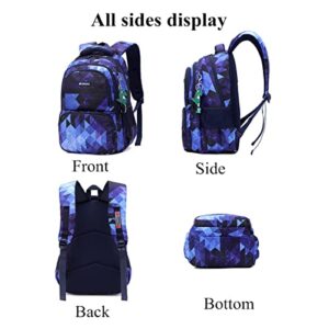 Diamond,Geometric Prints Kids School Backpack,Elementary BookBag Primary Students Daypack for Boys