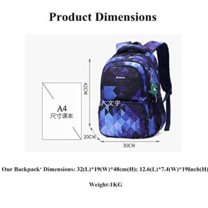 Diamond,Geometric Prints Kids School Backpack,Elementary BookBag Primary Students Daypack for Boys