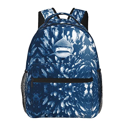 rhying Shark School Backpack schoolbag Bookbag for teens boys girls small daypack