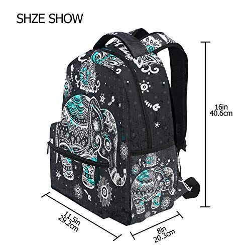 ZZKKO Indian Elephant Tribal Computer Backpacks Book Bag Travel Hiking Camping Daypack