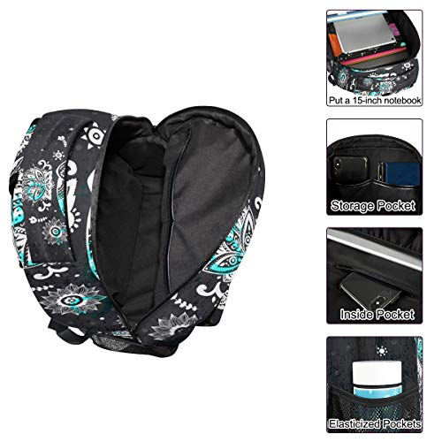 ZZKKO Indian Elephant Tribal Computer Backpacks Book Bag Travel Hiking Camping Daypack