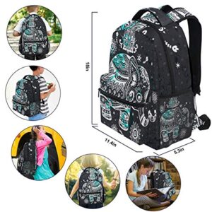 ZZKKO Indian Elephant Tribal Computer Backpacks Book Bag Travel Hiking Camping Daypack