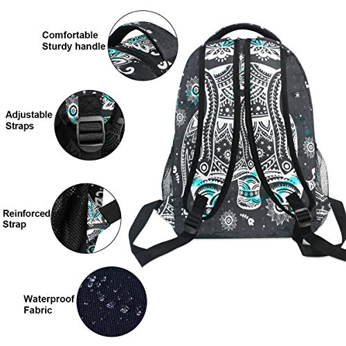 ZZKKO Indian Elephant Tribal Computer Backpacks Book Bag Travel Hiking Camping Daypack