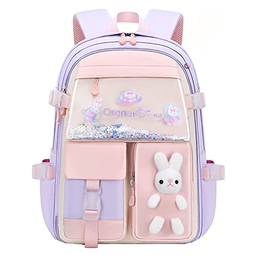 VJQB Bunny Backpack, Bunny School Backpack, Bunny Backpack for Girls, Bunny Backpack for School (A-Large-Purple)