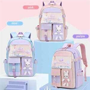 VJQB Bunny Backpack, Bunny School Backpack, Bunny Backpack for Girls, Bunny Backpack for School (A-Large-Purple)