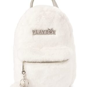 Spencer's White Furry Playboy Mini Backpack