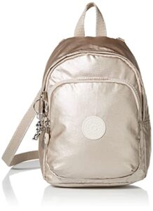 kipling women’s delia compact convertible, lightweight, minimal, nylon laptop backpack, metallic glow, 7″ l x 9.25″ h x 5″ d