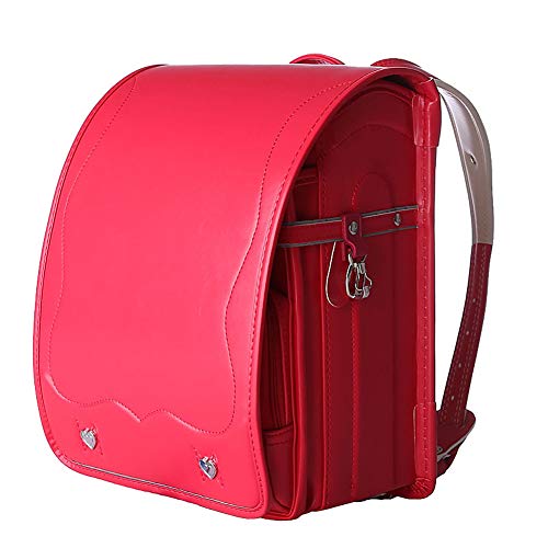 Dream-Fly Ransel Randoseru automatic Lock Japanese school bags for girls boys PU Leather , Red-1