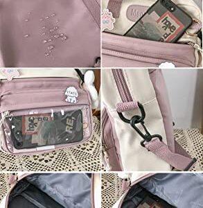 Tonecy Cute Mini Backpacks Kawaii, Japanese Anime Kawaii Backpack School Functional Travel Waterproof Bookbag Laptop Bag (Black,with flower ornament)