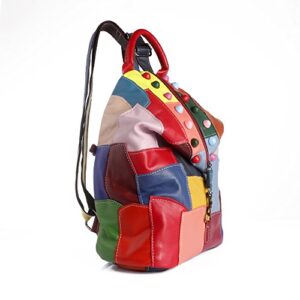 Cute Patchwork Colorful Women Backpack Fashion Cool Book Bag Girl Trendy Knapsack