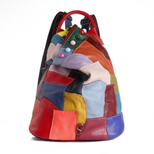 Cute Patchwork Colorful Women Backpack Fashion Cool Book Bag Girl Trendy Knapsack