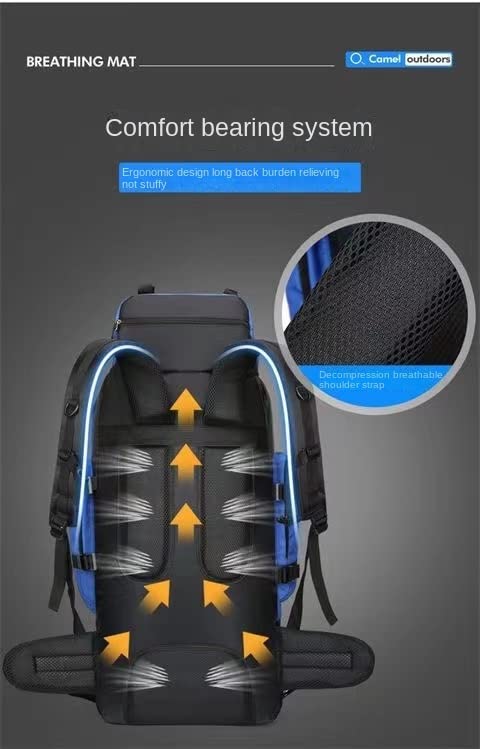 Waterproof Hiking Backpack 90L, Camping Backpack with Rain Cover, High Performance Hiking Mountaineering Backpack (deep blue)