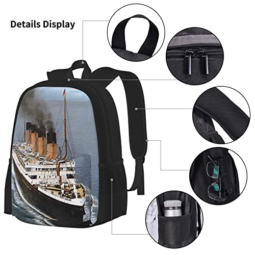 3 Piece Backpack Set Titanic Print School Bag,Travel Camping Daypack Students Bookbag Pencil Case Lunch Bag Combination