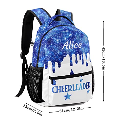 zaaprintblanket Custom Blue Print Stars Cheerleaders Backpack Personalized Name Casual Travel Bag Laptop Daypack for Gift