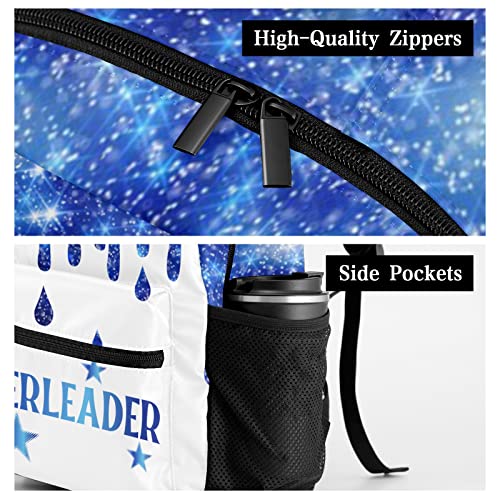 zaaprintblanket Custom Blue Print Stars Cheerleaders Backpack Personalized Name Casual Travel Bag Laptop Daypack for Gift