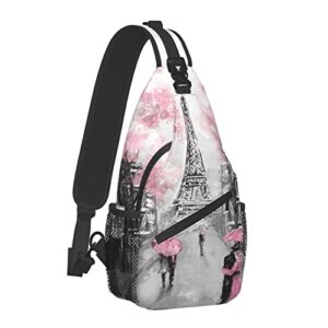 yrebyou art paris eiffel chest sling bag crossbody backpack travel hiking casual daypack for women men multipurpose lightweight fashion shoulder bag for biking climbing runner