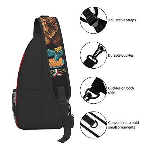 AMRANDOM Mens Sling Bag Shoulder Backpacks Mexico Flag Crack Chest Bags, Anti Theft Crossbody Bag Multi Purpose Daypacks for Hiking Sports, for Teens, One Size