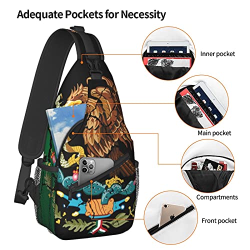 AMRANDOM Mens Sling Bag Shoulder Backpacks Mexico Flag Crack Chest Bags, Anti Theft Crossbody Bag Multi Purpose Daypacks for Hiking Sports, for Teens, One Size