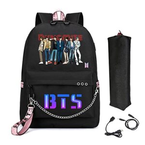 kpop merchandise backpack, jimin suga jin v jungkook daypack, college large capacity laptop bag for students travel