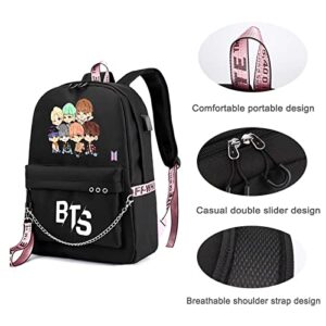 Kpop Merchandise Backpack, Jimin Suga Jin V Jungkook Daypack, College Large Capacity Laptop Bag For Students Travel