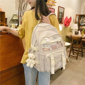 Kawaii Backpack with Pins Multi-Pocket Cute Accessories School Bag Rucksack Large Capacity for Girls Teens (Green)