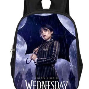 Iuene Teenage Primary School Student Wednesday Addams Shoulder Bag High-Capacity School Backpack Bag Bookbag Sports Bag (Color-1, One Size)