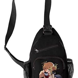 HANDAFA Anime My Hero Single Shoulder Bag Himiko Toga Print Sling Backpack Cosplay Daypack(Himiko Black)