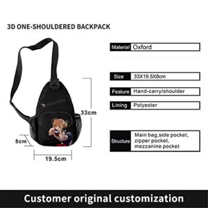 HANDAFA Anime My Hero Single Shoulder Bag Himiko Toga Print Sling Backpack Cosplay Daypack(Himiko Black)