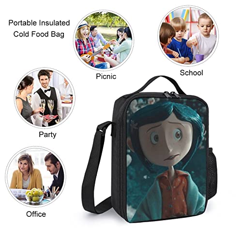 Zqiyhre Cora Backpack 3 PCS Set, Printing Anime Travel Laptop Backpack Pencil Case Lunch Bag for Students