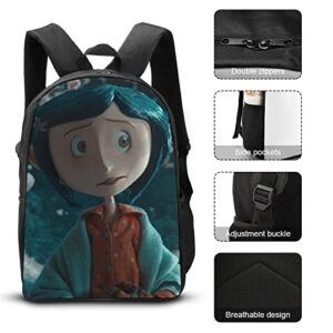 Zqiyhre Cora Backpack 3 PCS Set, Printing Anime Travel Laptop Backpack Pencil Case Lunch Bag for Students