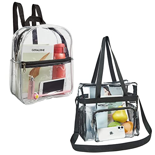 Clear Bag Stadium Approved Clear Mini Backpack Heavy Duty Cold-Resistant Transparent PVC Backpack with Work, Security Travel & Stadium