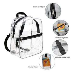 Clear Bag Stadium Approved Clear Mini Backpack Heavy Duty Cold-Resistant Transparent PVC Backpack with Work, Security Travel & Stadium