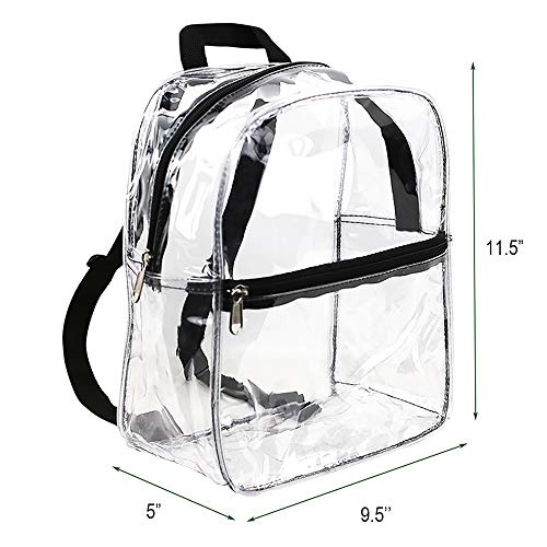 Clear Bag Stadium Approved Clear Mini Backpack Heavy Duty Cold-Resistant Transparent PVC Backpack with Work, Security Travel & Stadium