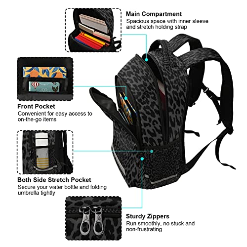 ALAZA Dark Gray Leopard Cheetah Print Backpack for Students Boys Girls School Bag Travel Daypack