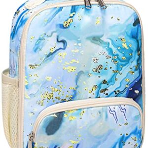 Bluboon Backpack for Girls Kids Backpack with Lunch Box Marble School Bookbag Set for Kindergarten Elementary School Supplies