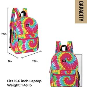 Dickies Freshman Backpack Classic Logo Water Resistant Casual Daypack for Travel Fits 15.6 Inch Notebook (Pink Tie Dye)