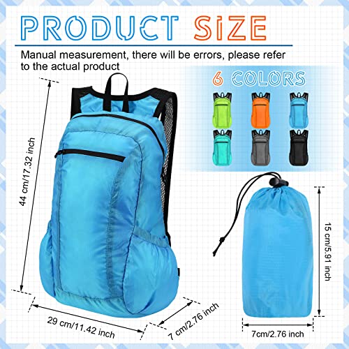 Dunzy 6 Pcs Lightweight Backpack Waterproof Hiking Travel Backpack Foldable Outdoor Camping Daypack for Men Women 6 Colors