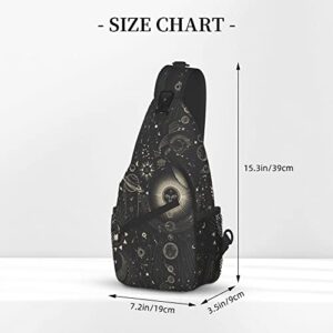 FyLybois Moon and Stars Sling Bag Multipurpose Crossbody Backpack For Women Chest Daypack Outdoor Cycling Hiking Travel